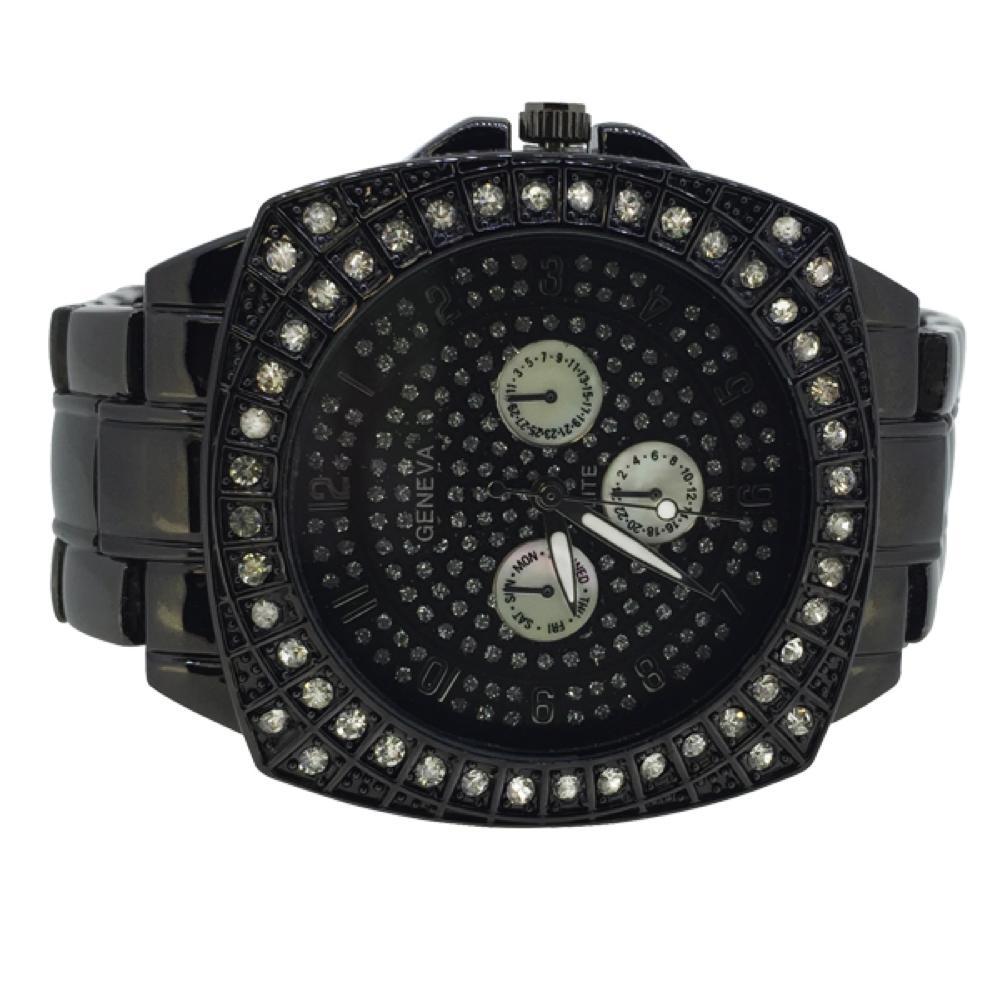 Black Metal Band Chrono Hip Hop Watch – Bling Source