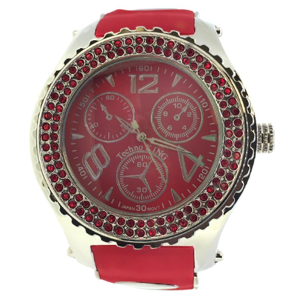Double Red Double Bezel Red Rubber Watch – Bling Source