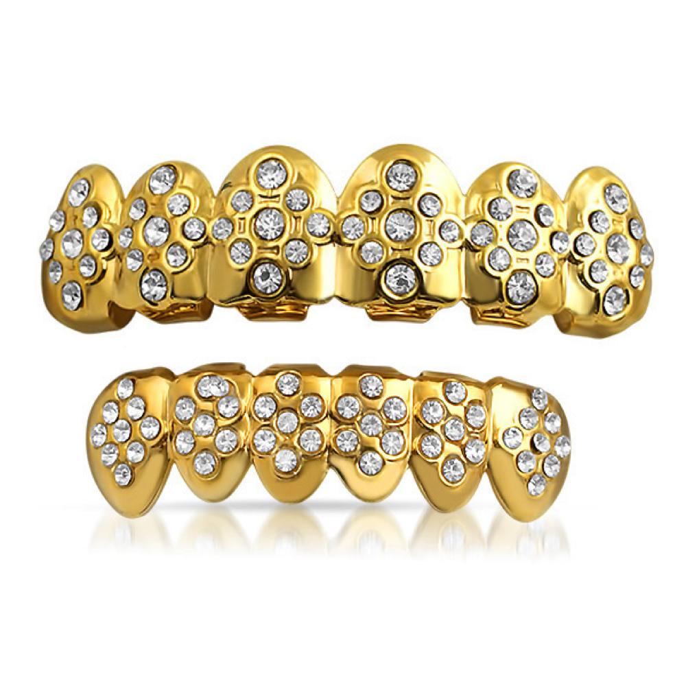 Gold Grillz Bling Pattern Teeth Set – Bling Source