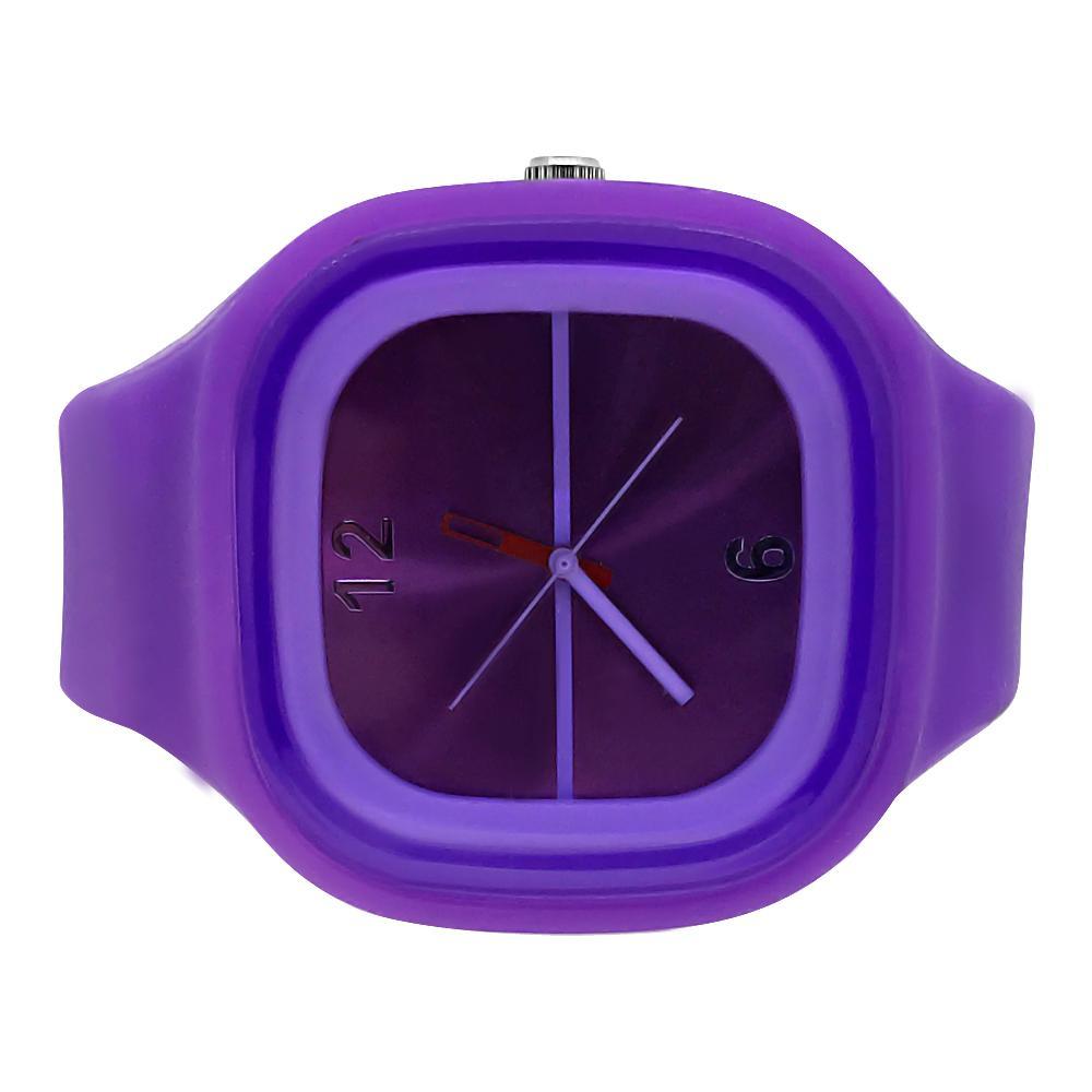 Purple Jelly Band Watch Square Face – Bling Source