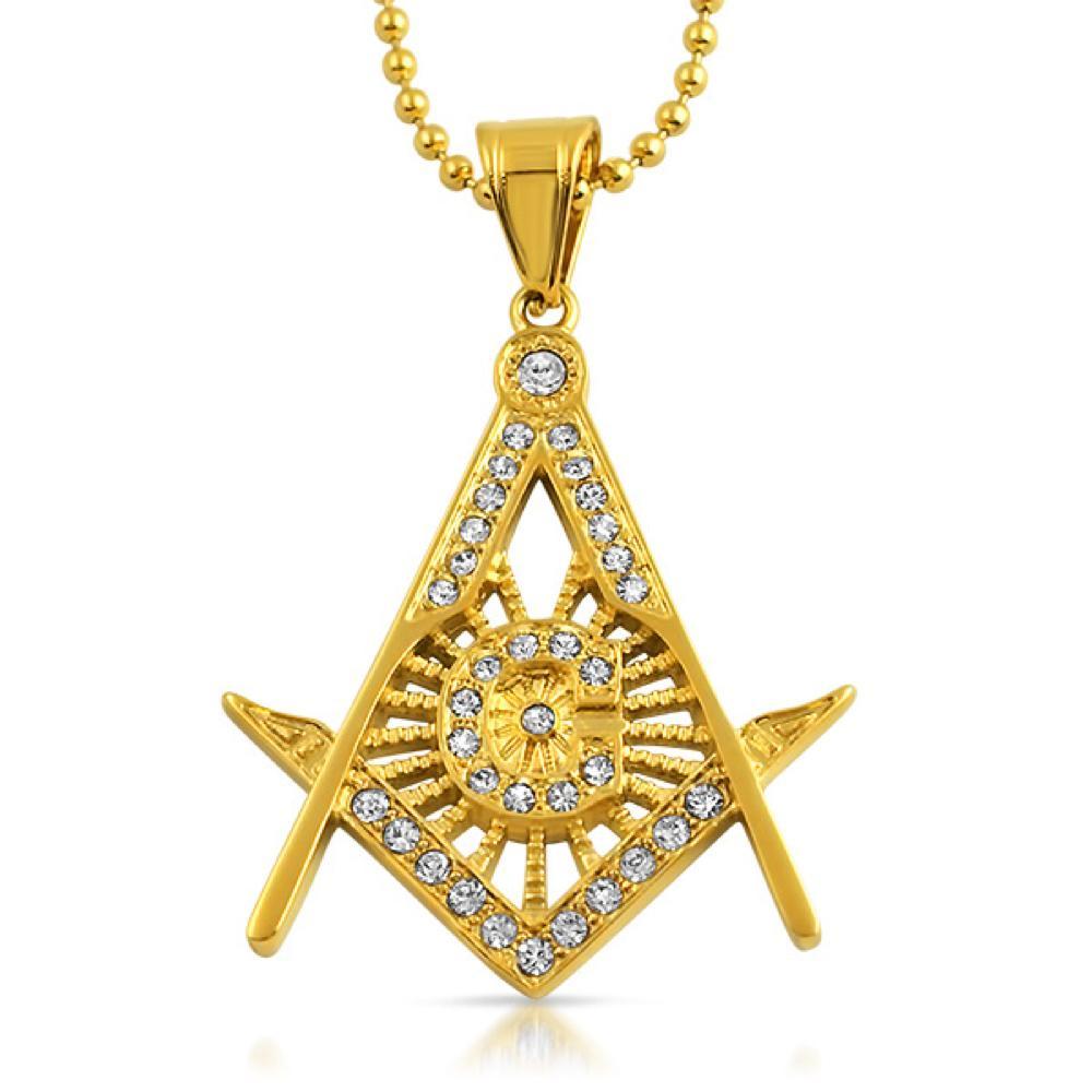 Masonic Pendant Gold Steel – Bling Source